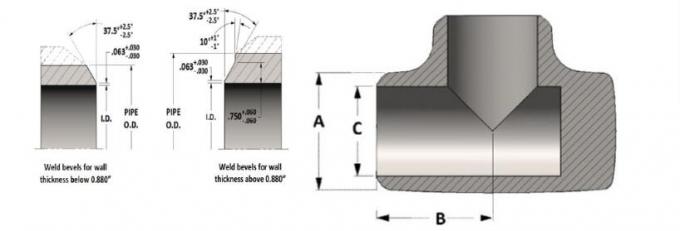 ANSI / ASME B16.9 Industrial Pipe Fittings Welding Connection Cushion Tee